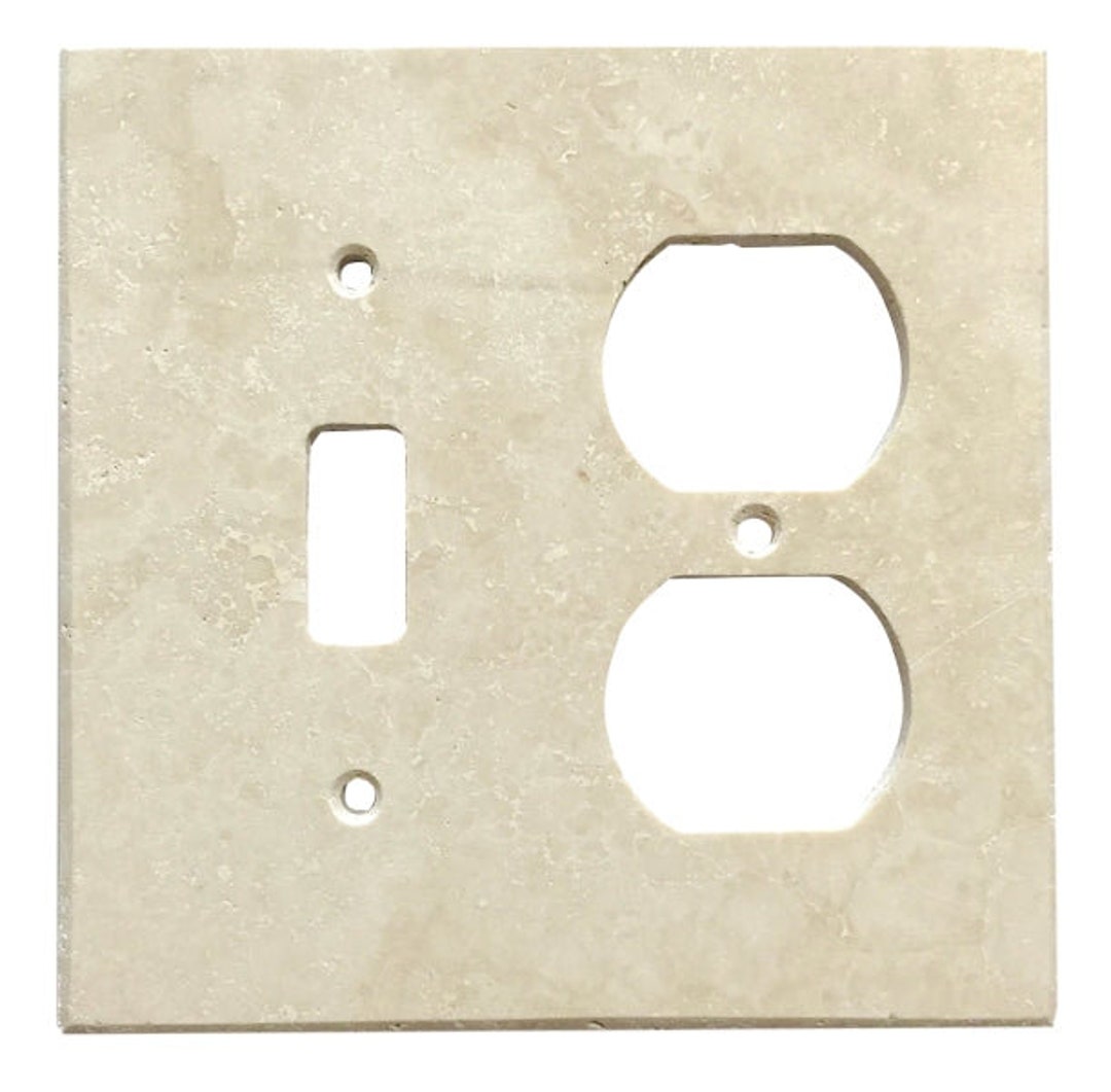 Ivory / Light Travertine Switch Plate 4 1/2 X 4 1/2 Honed TOGGLE ...