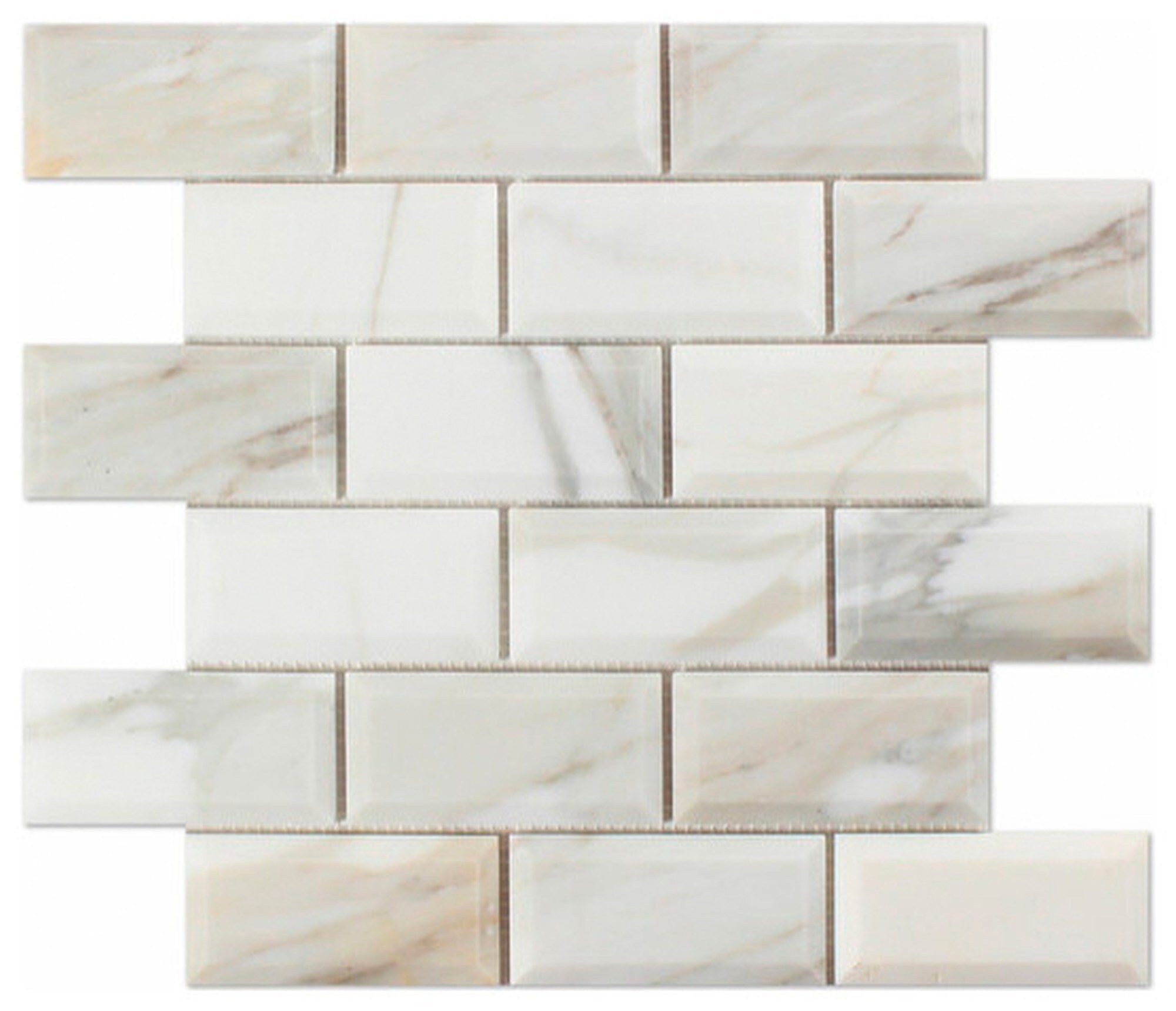 Calacatta Gold Beveled Brick Mosaic Backsplash Wall Tile 2x4 - Etsy