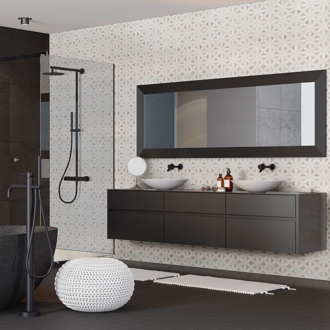 Angora Geometric Pattern Mosaic Tile - Etsy