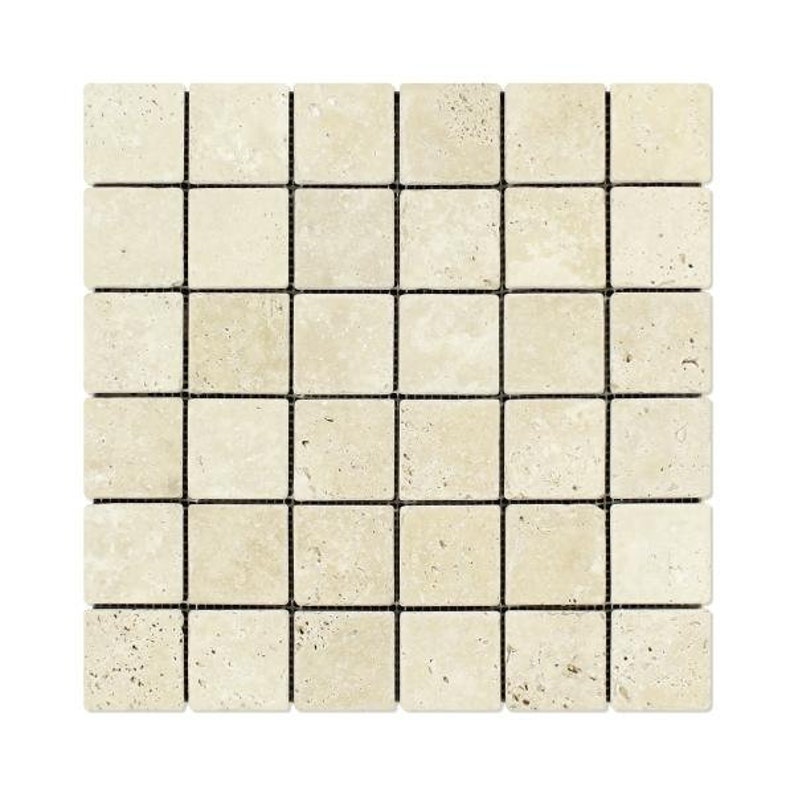 Ivory Travertine Tumbled Mosaic Tile - Etsy
