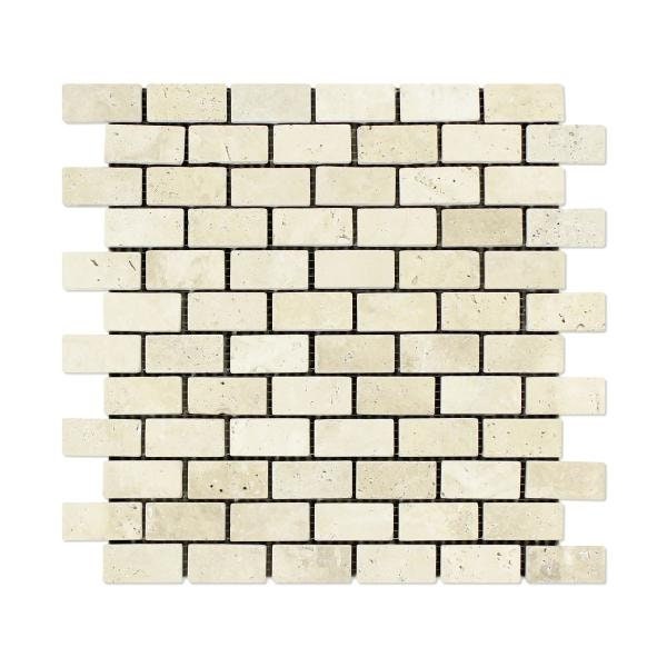 Ivory Travertine Tumbled Brick Mosaic Tile - Etsy