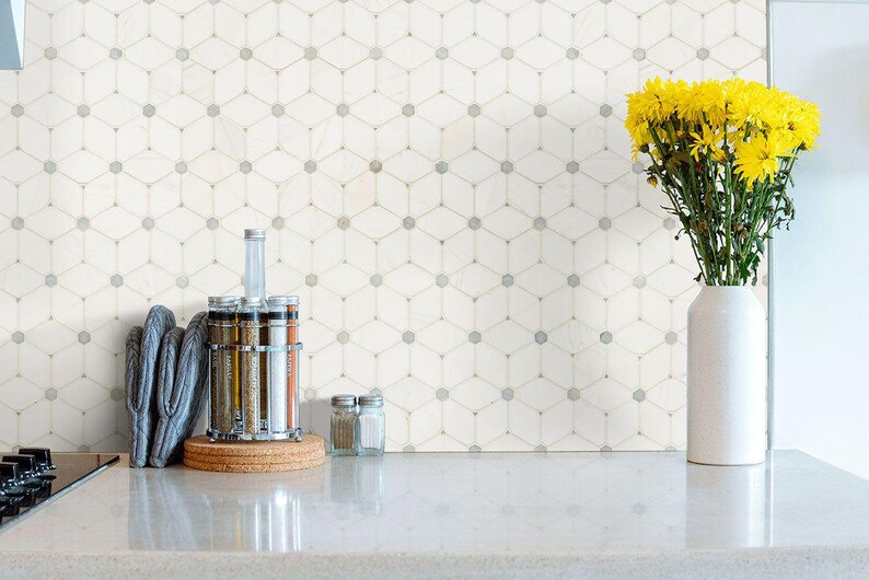 Cecily Pattern Marble Mosaic Tile - Etsy