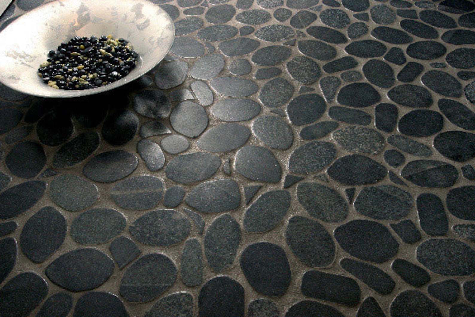 Black Flat Pebble Wall and Floor Mosaic Tile 12 X 12 - Etsy