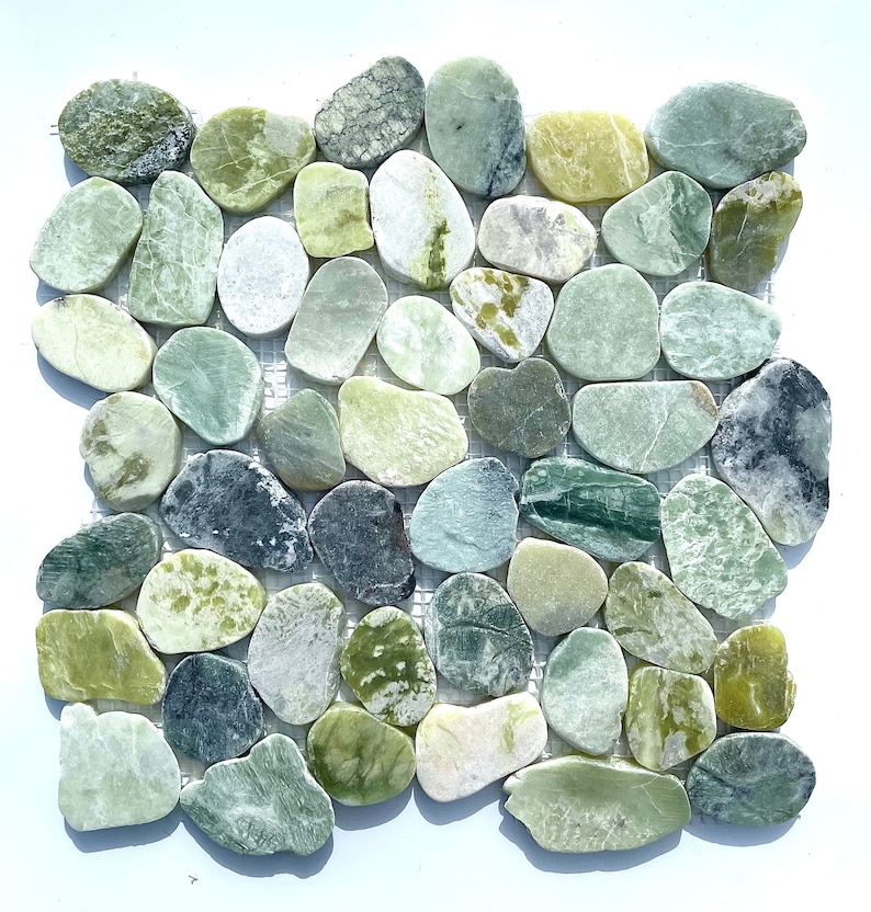 Green Flat Jade Pebble Mosaic 12” X 12” - Etsy