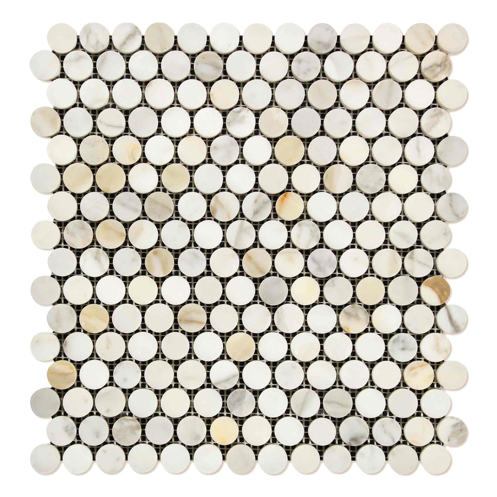 Calacatta Gold Penny Round Mosaic Backsplash Wall Tile - Etsy