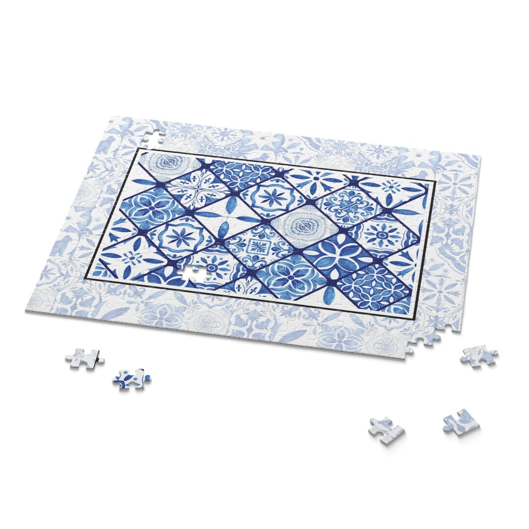 Blue and White Tile Puzzle Unique Puzzle Pretty Puzzle Cute Puzzle ...