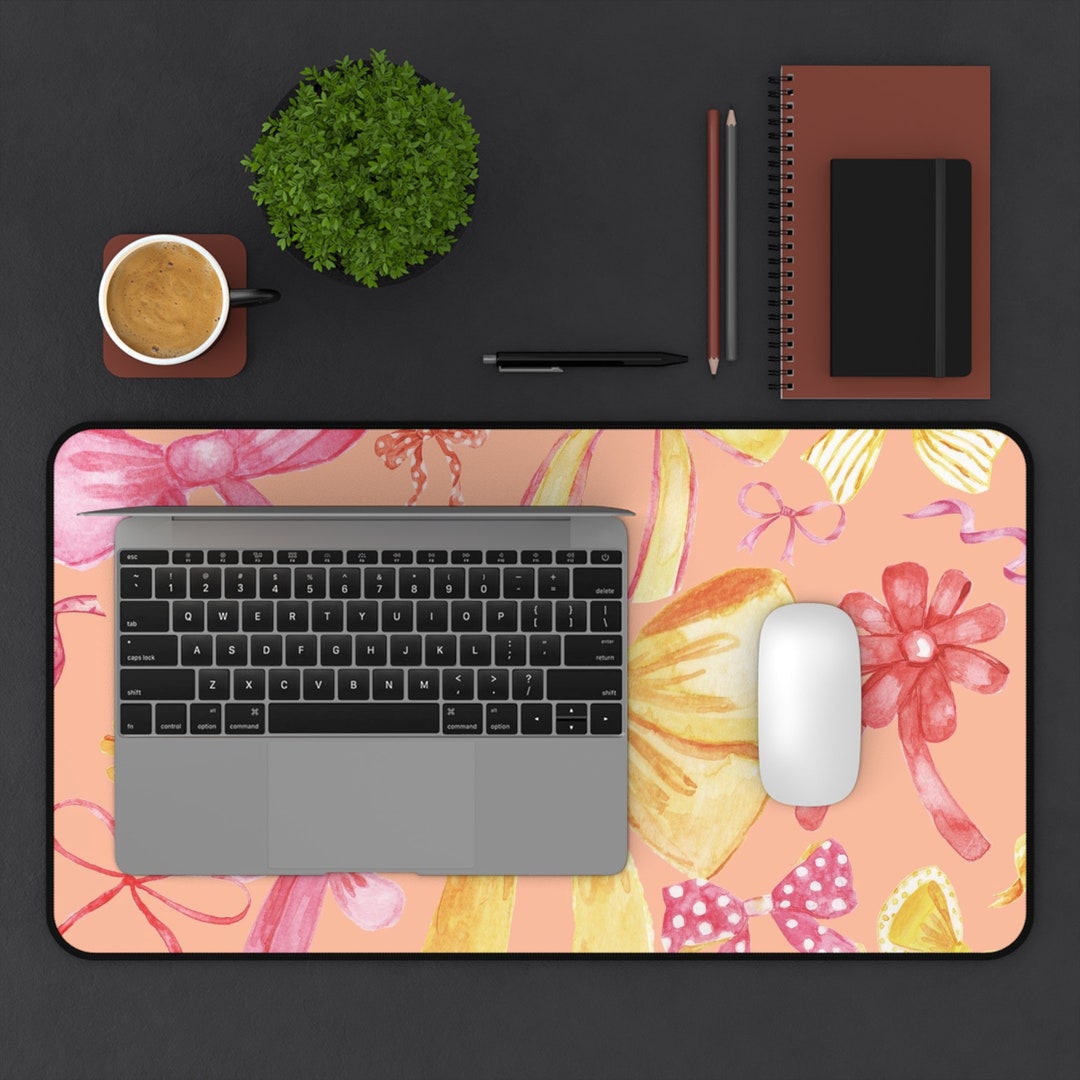 Bow Desk Mat Girly Desk Mat Desk Pad Mouse Pad Gaming Office Work ...