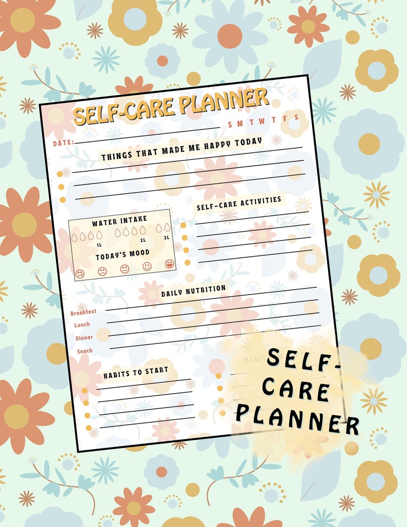 Flower Power Self-care Daily Planner PDF Digital Planner Printable ... Flower Power Self-care Daily Planner PDF Digital Planner Printable ...