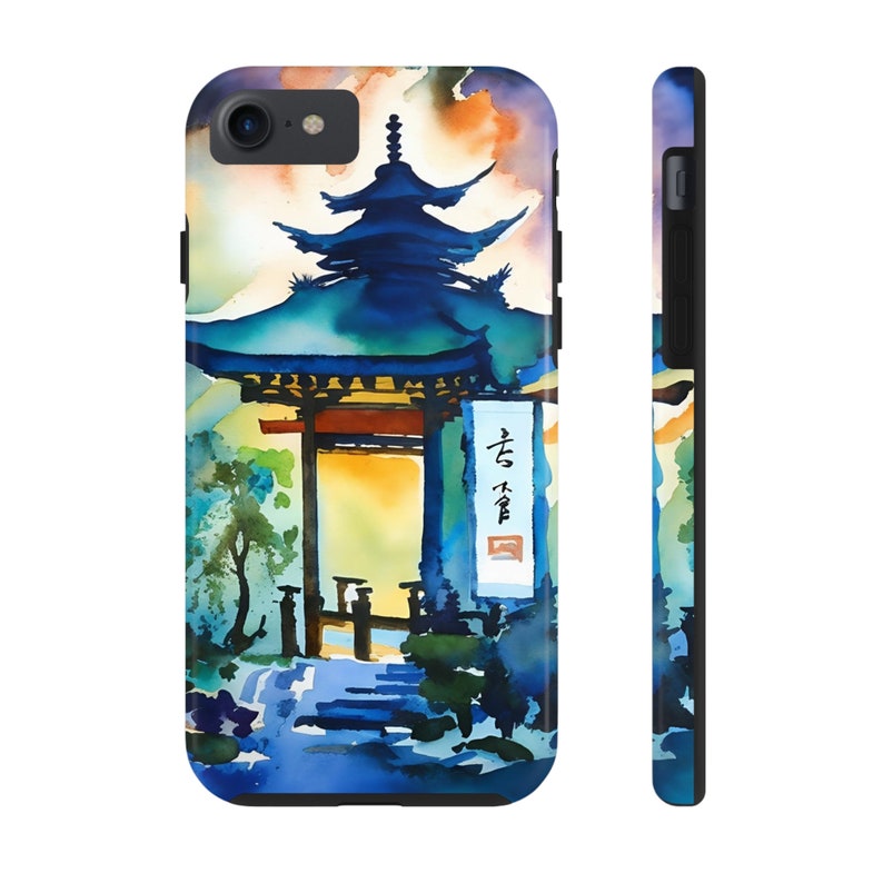 Watercolor Japanese Temple iPhone Cases Multicolored iPhone - Etsy