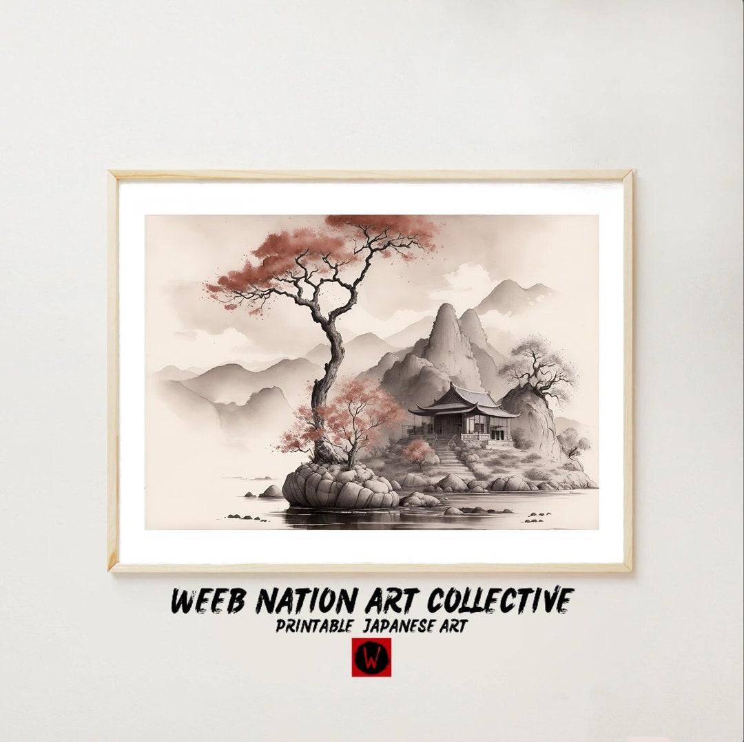 Vintage Japan Sepia Ink Printable Wall Art Acient Japanese - Etsy