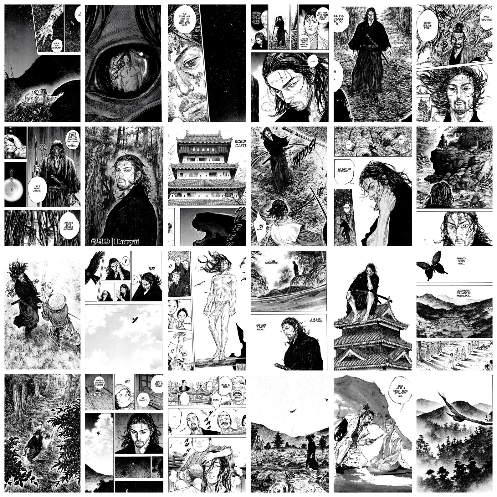 Vagabond Manga Panel Collage Kit: Anime Room Decor (1556 Pcs) (digital ...