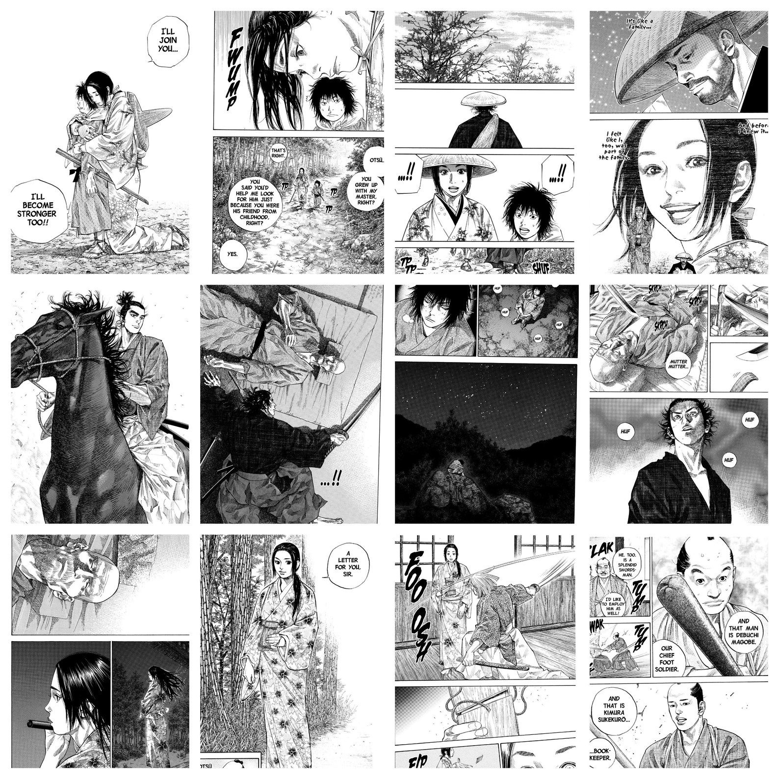 Vagabond Manga Panel Collage Kit: Anime Room Decor (1556 Pcs) (digital ...