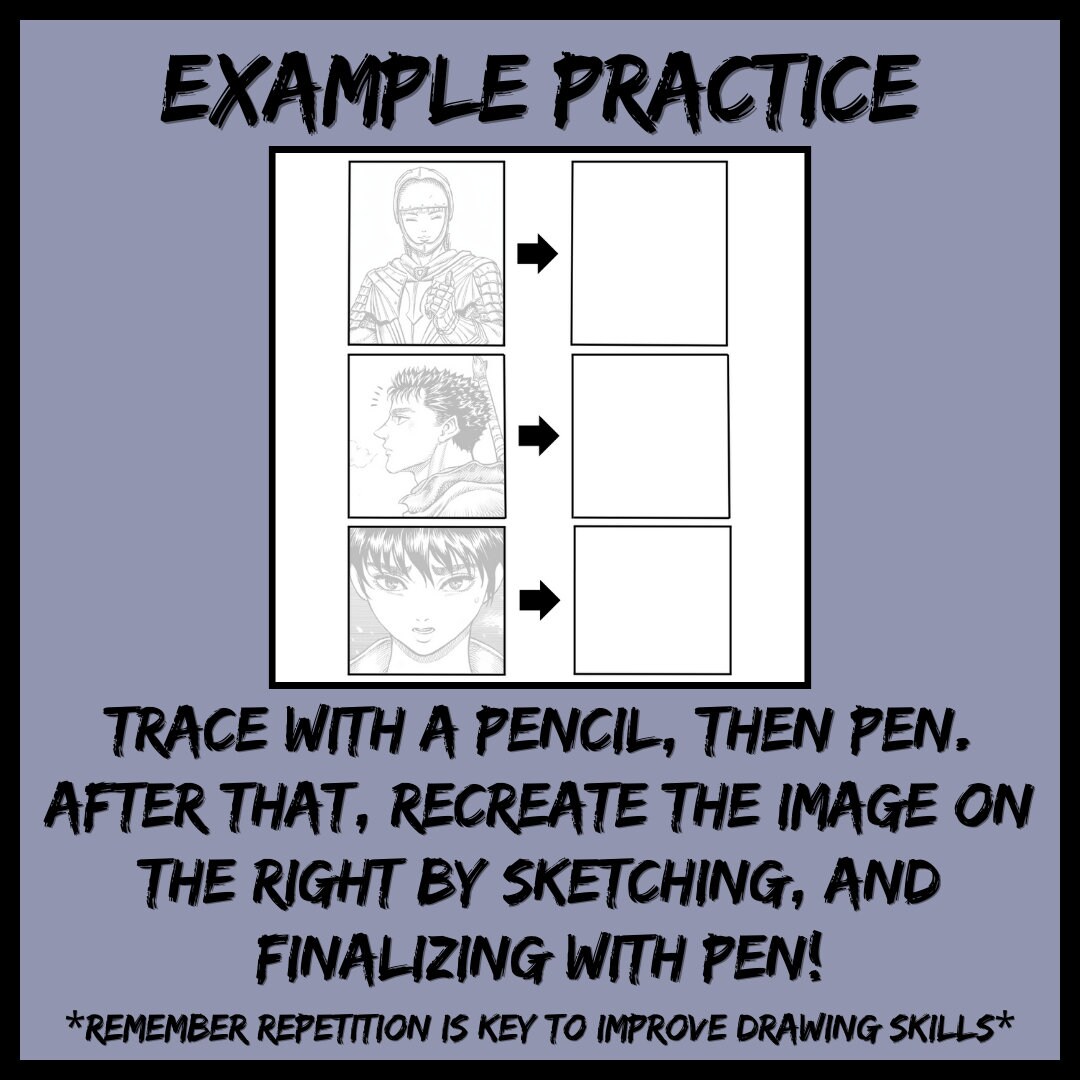 Berserk Manga Style Drawing Practice PRINTABLE DIGITAL DOWNLOAD ...