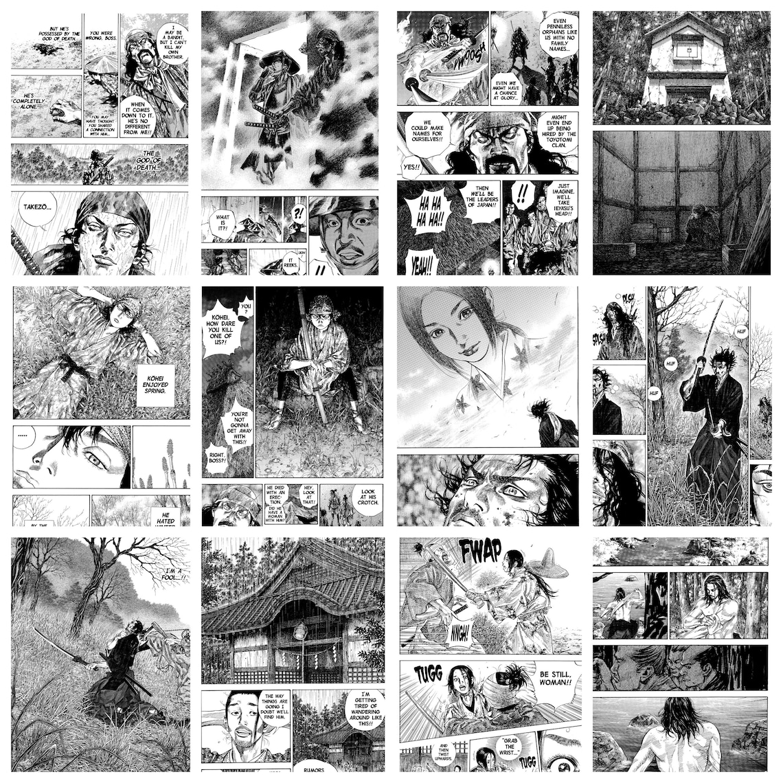 Vagabond Manga Panel Collage Kit: Anime Room Decor (1556 Pcs) (digital ...