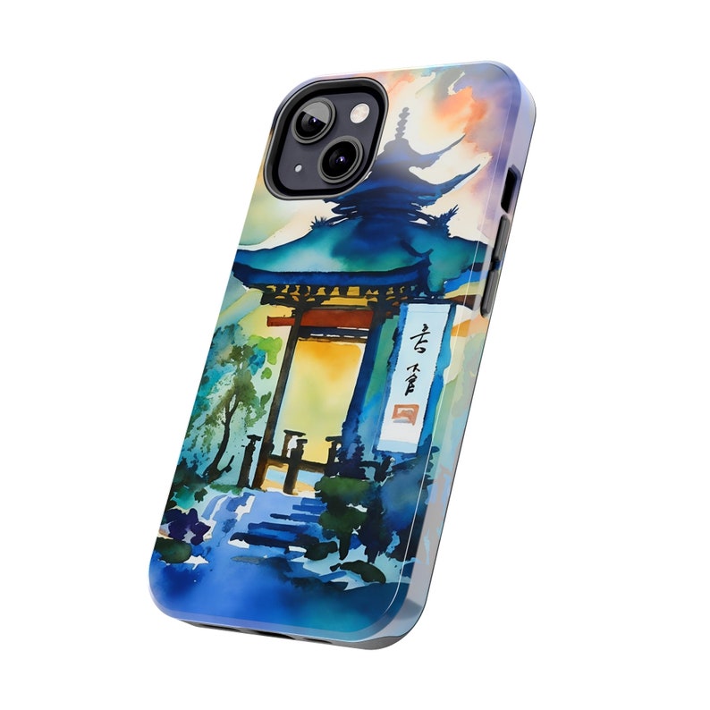 Watercolor Japanese Temple iPhone Cases, Multicolored iPhone Cases ...