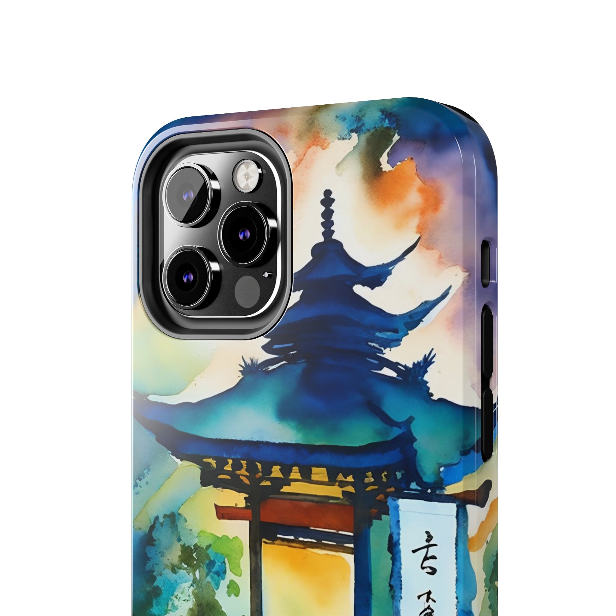 Watercolor Japanese Temple iPhone Cases, Multicolored iPhone Cases ...