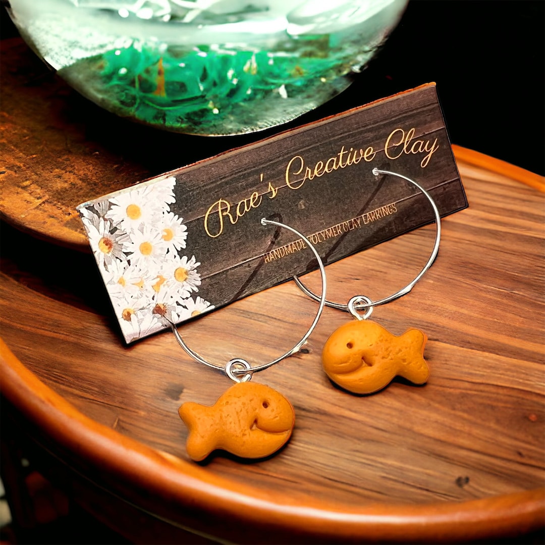 Goldfish Cracker Earrings, Handmade Polymer Clay, Snack Jewelry - Etsy