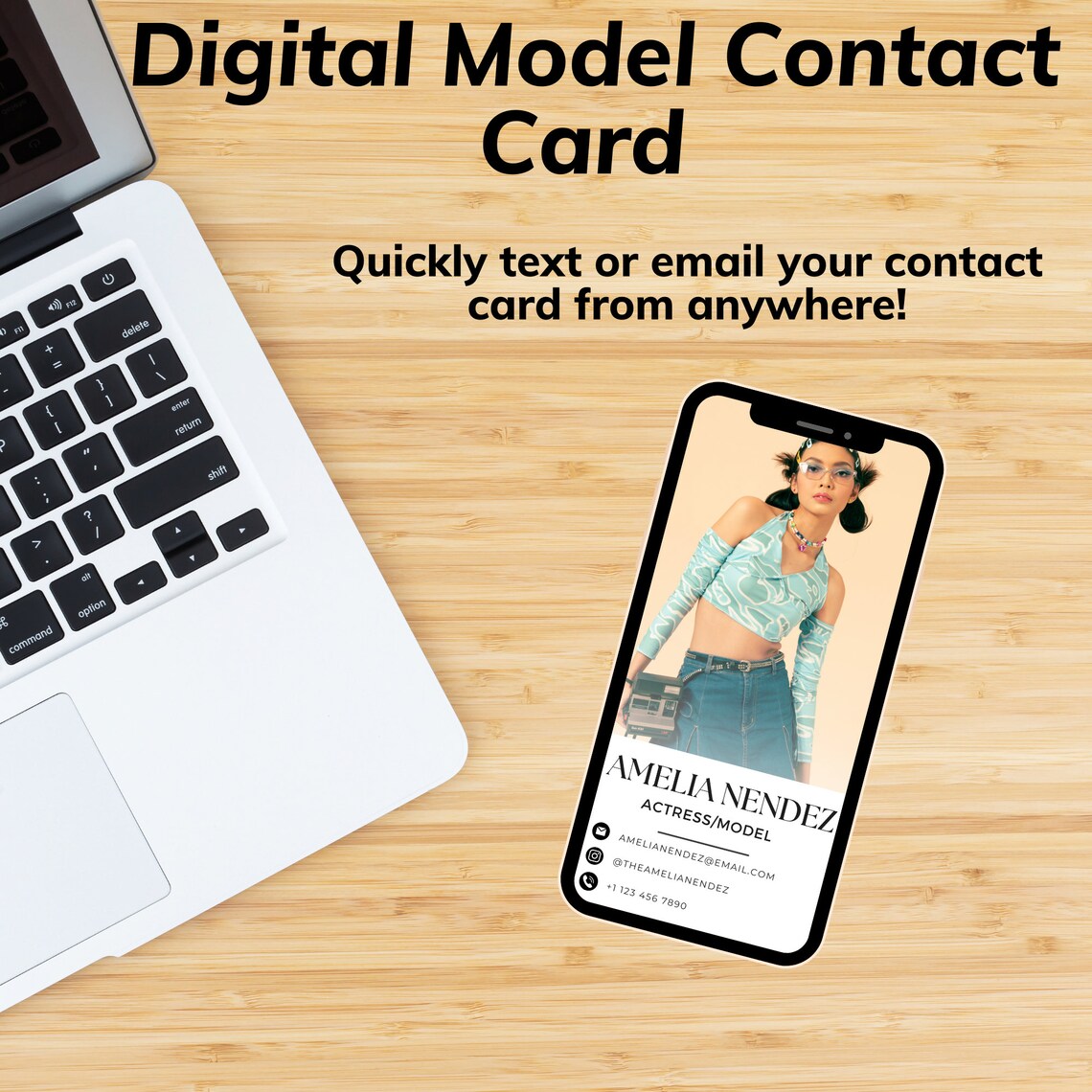 Business Contact Cards for Model, Actors and Influencers, Model Photo ...