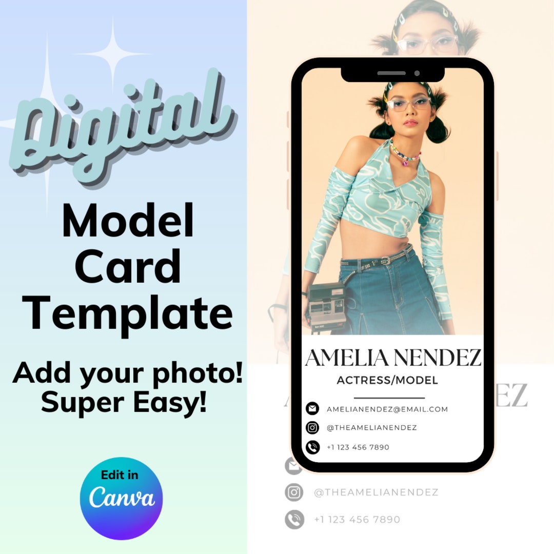 Business Contact Cards for Model, Actors and Influencers, Model Photo ...