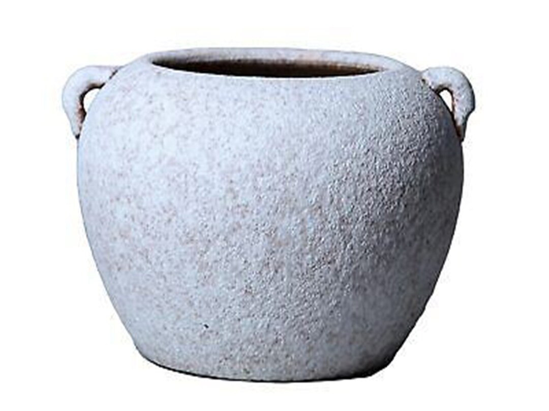 Round Gray Vase, Artisan Ceramic Grey Stone Vase, Country Style Home ...