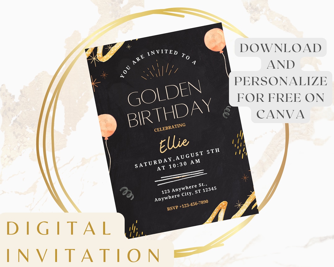 Golden Birthday Invitation - Etsy