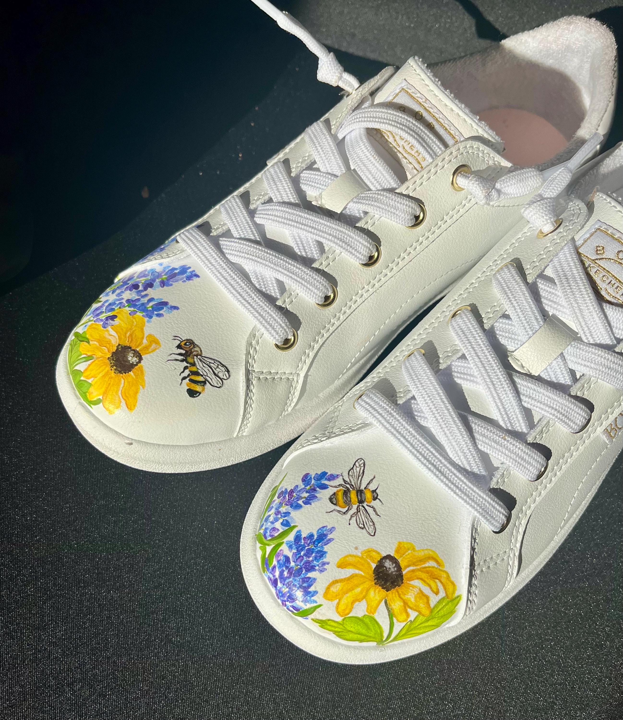 Hand Painted Sunflower and Bluebonnet Shoes, Hand Painted Shoes ...