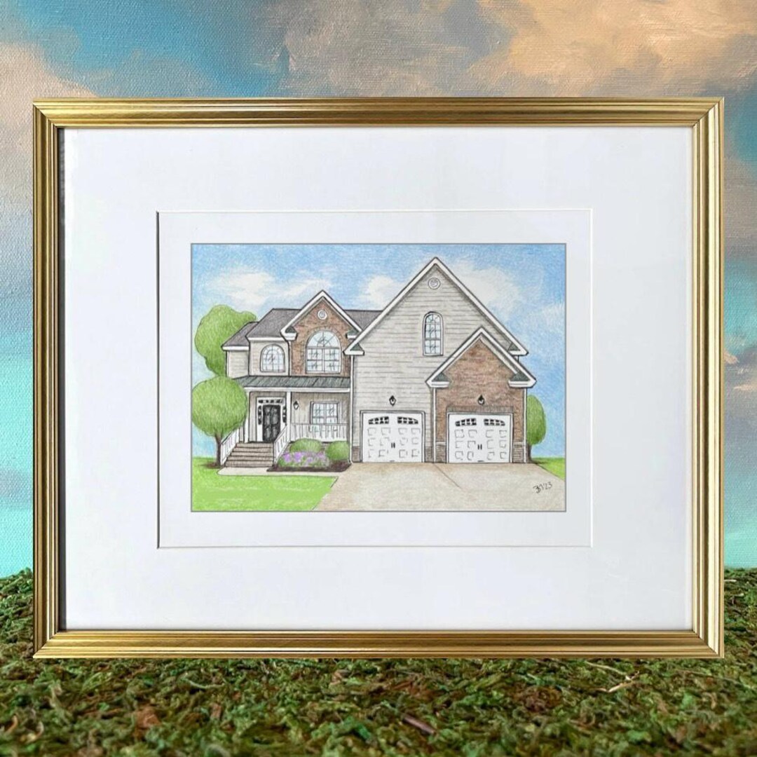 Custom Color Pencil House Portrait 8x10 Inches (unframed) - Etsy
