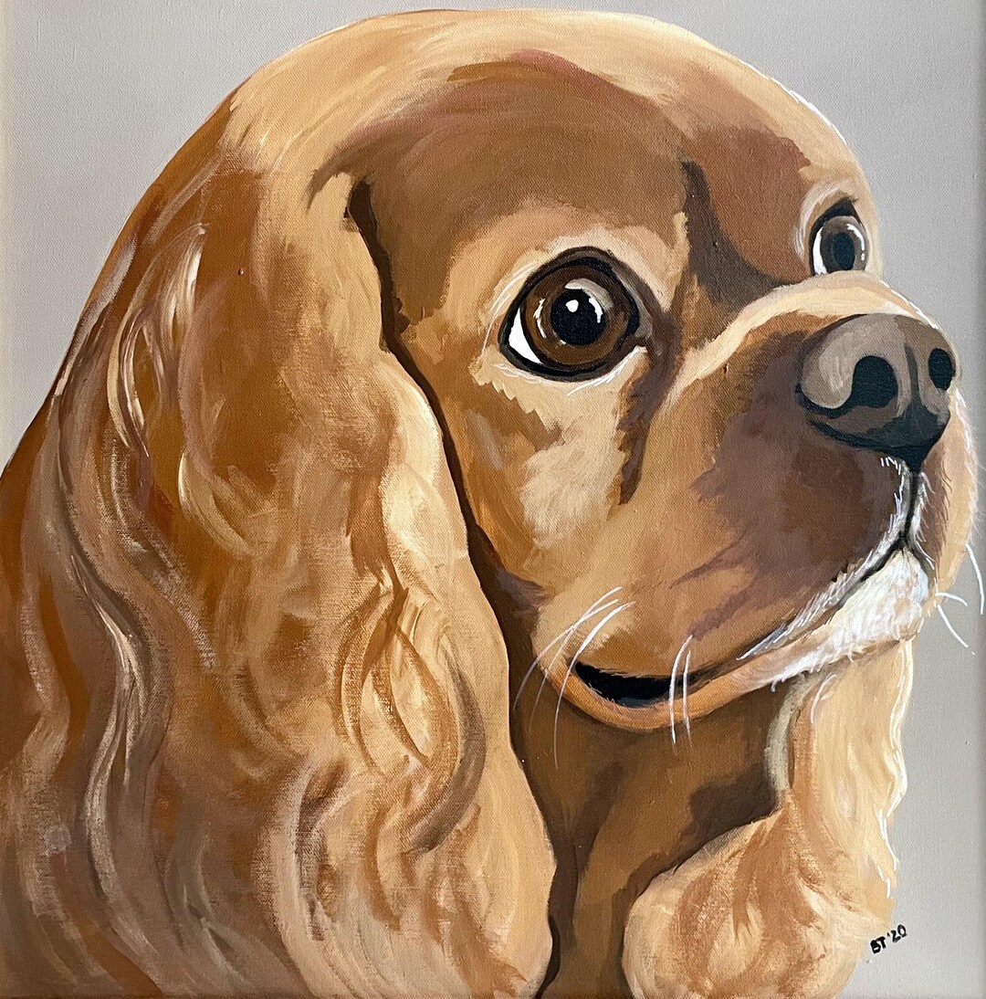 Custom Acrylic Paint Pet Portrait on Square Canvas - Multiple Sizes - Etsy