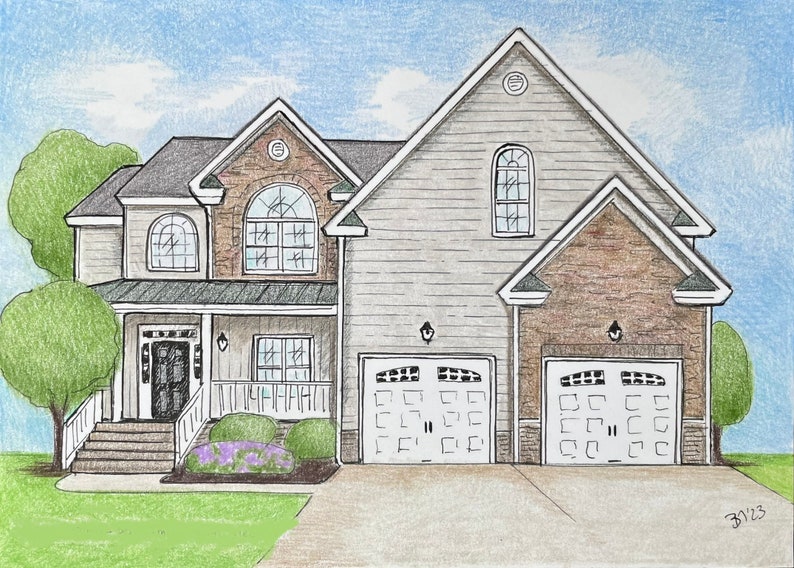 Custom Color Pencil House Portrait 8x10 Inches (unframed) - Etsy