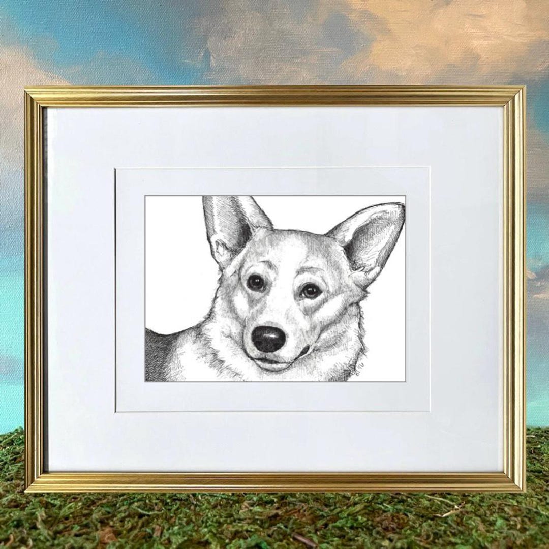 Custom Pen & Ink Dog Portrait on Paper 8x10 Inches (unframed) - Etsy