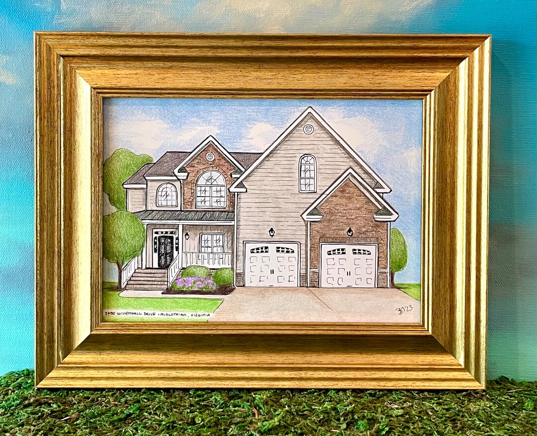Custom Color Pencil House Portrait 8x10 Inches - Etsy