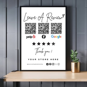Custom Business Review Sign, QR Code Review Us Sign Template, Scan to ...