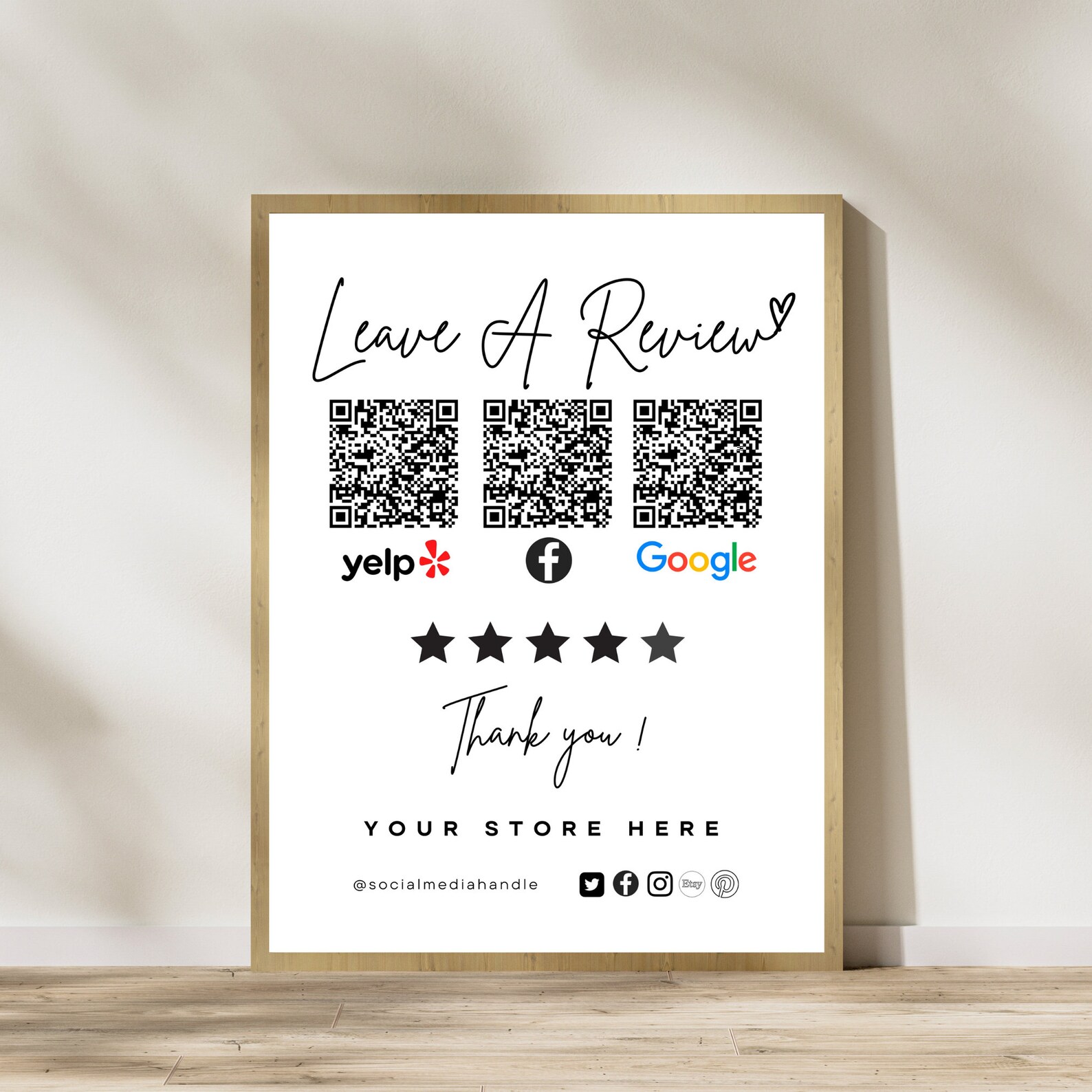 Custom Business Review Sign, QR Code Review Us Sign Template, Scan to ...