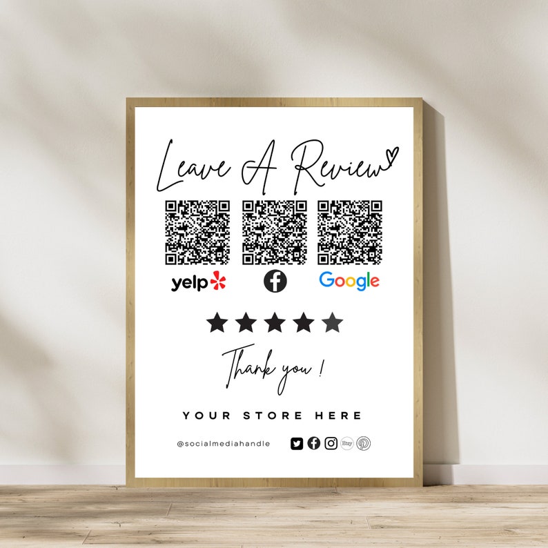 Custom Business Review Sign, QR Code Review Us Sign Template, Scan to ...
