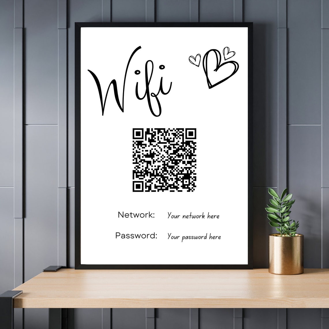 Wifi QR Code Sign, Printable Wifi Sign, Wifi Password Sign, Editable ...
