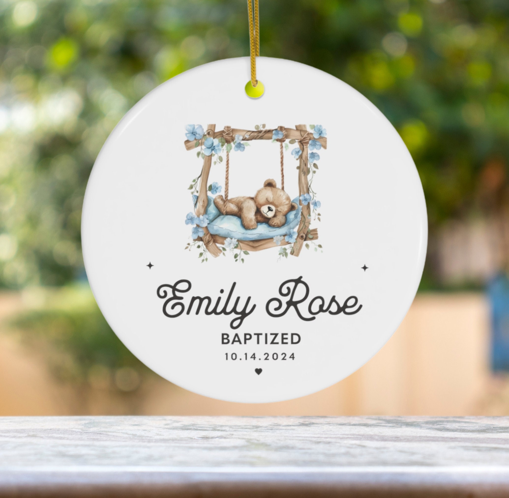 Personalized Teddy Bear Baptism Ornament,dedication Gift,boy Baptism ...