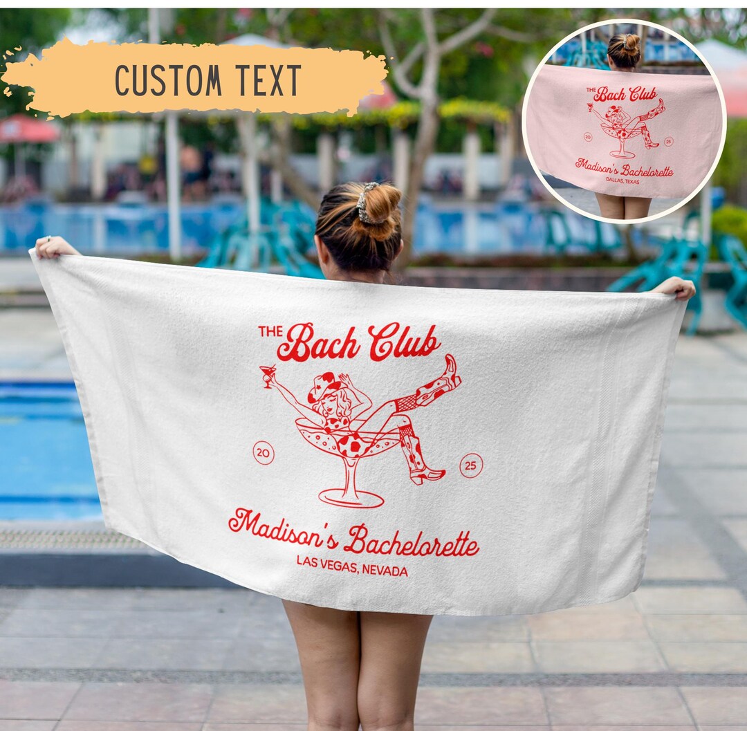 Personalized Cowgirl Bach Social Club Beach Towel,custom Name,future ...
