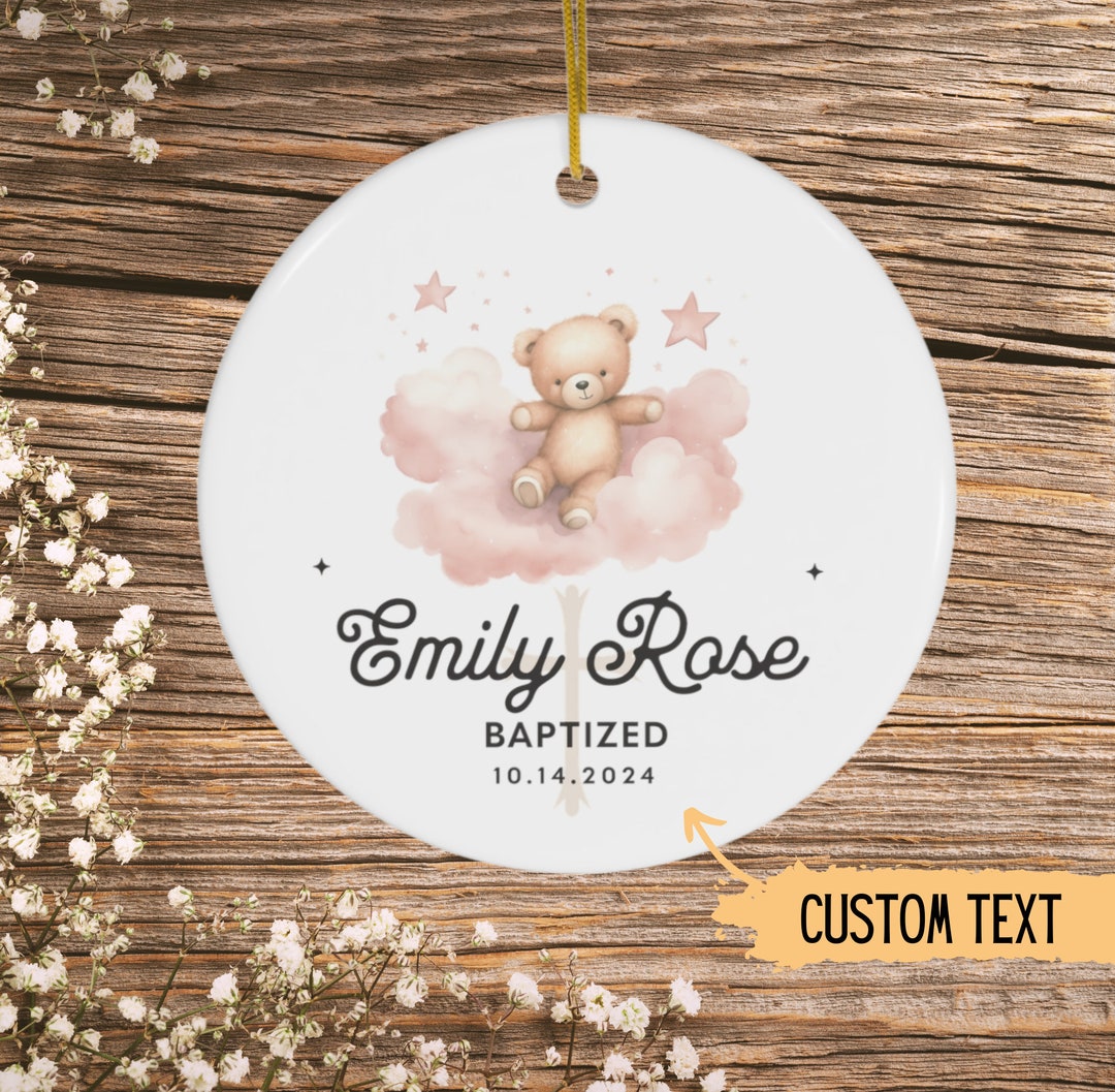 Personalized Teddy Bear Baptism Ornament,dedication Gift,christening ...