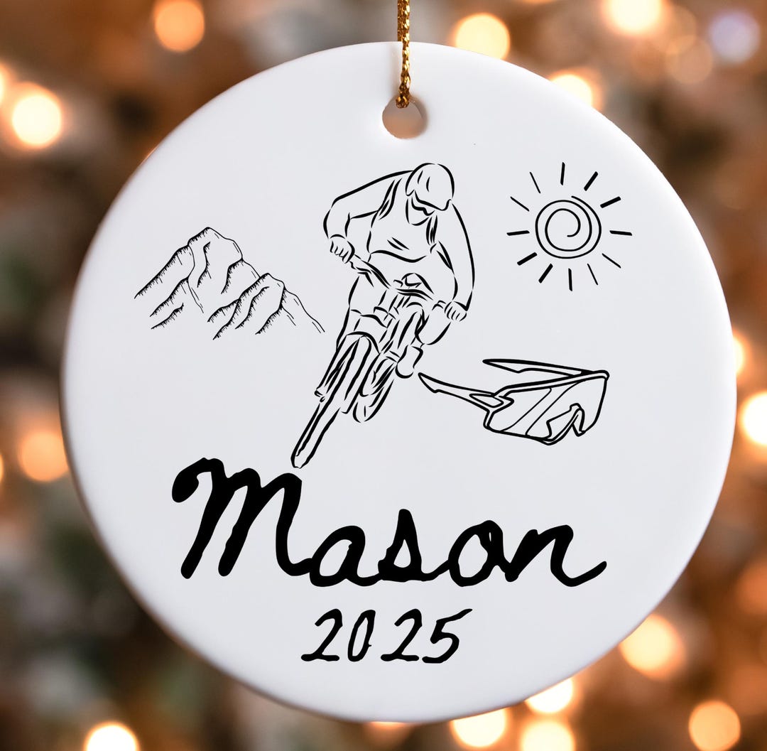Personalized Doodle Style Bike Ornament Custom Mountain Bike Gifts ...