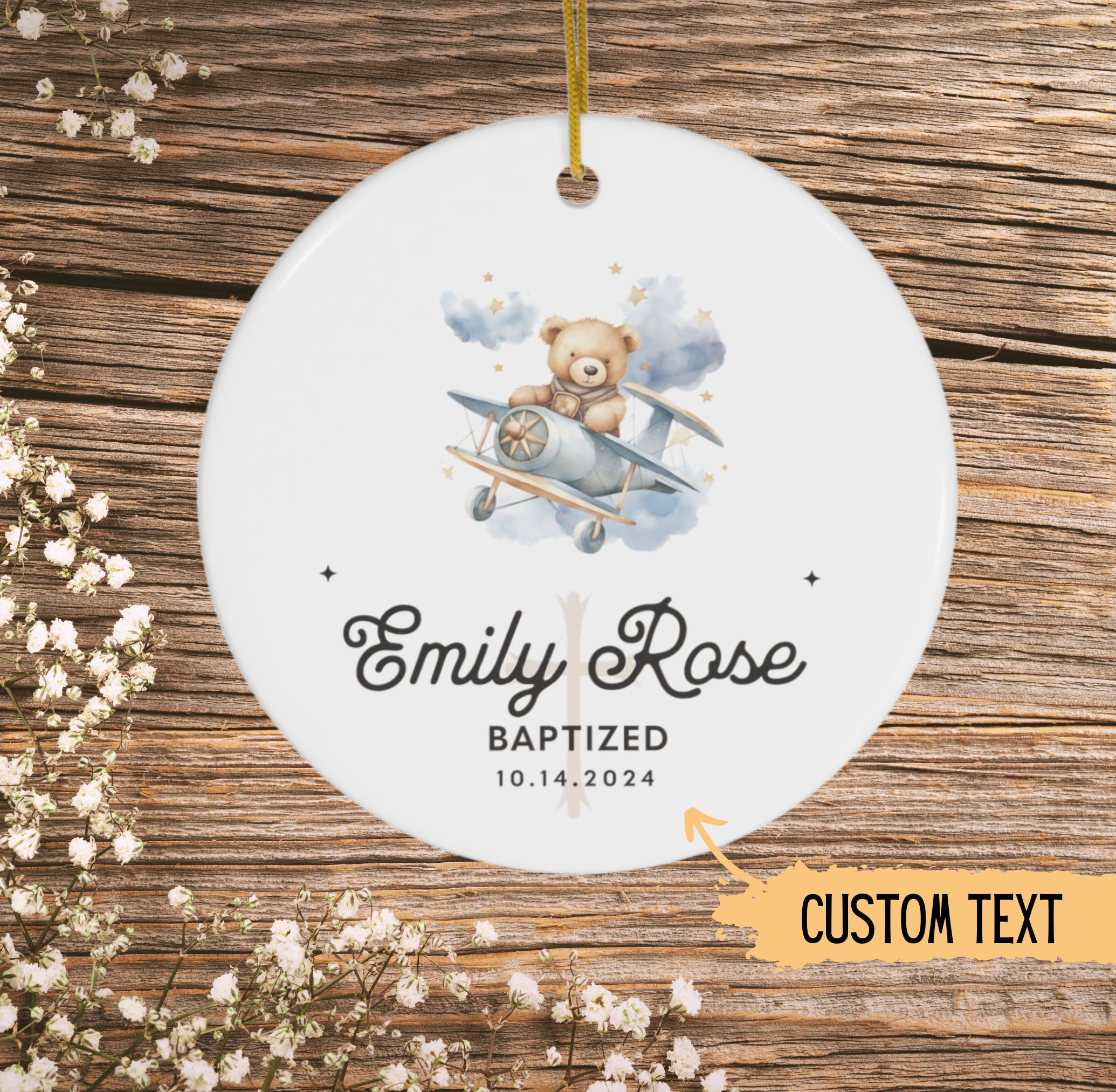 Personalized Teddy Bear Baptism Ornament,dedication Gift,boy Baptism ...