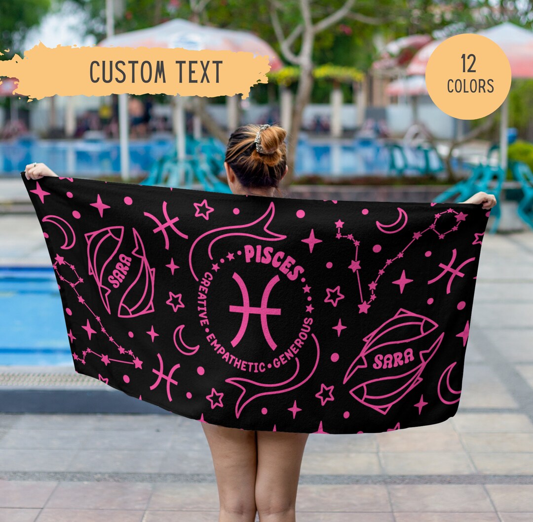 Personalized Zodiac Pisces Beach Towel,custom Astrology Towel,birth ...