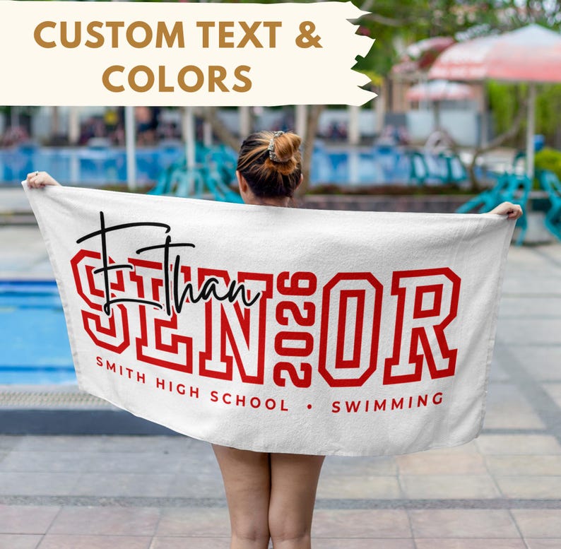 Swim Team Senior Gift – Personalized Swimming Towel in School Colors ...