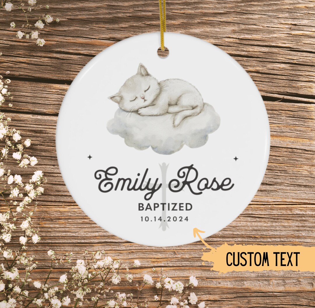 Personalized Cat Baptism Ornament,dedication Gift,christening Gift,gift ...