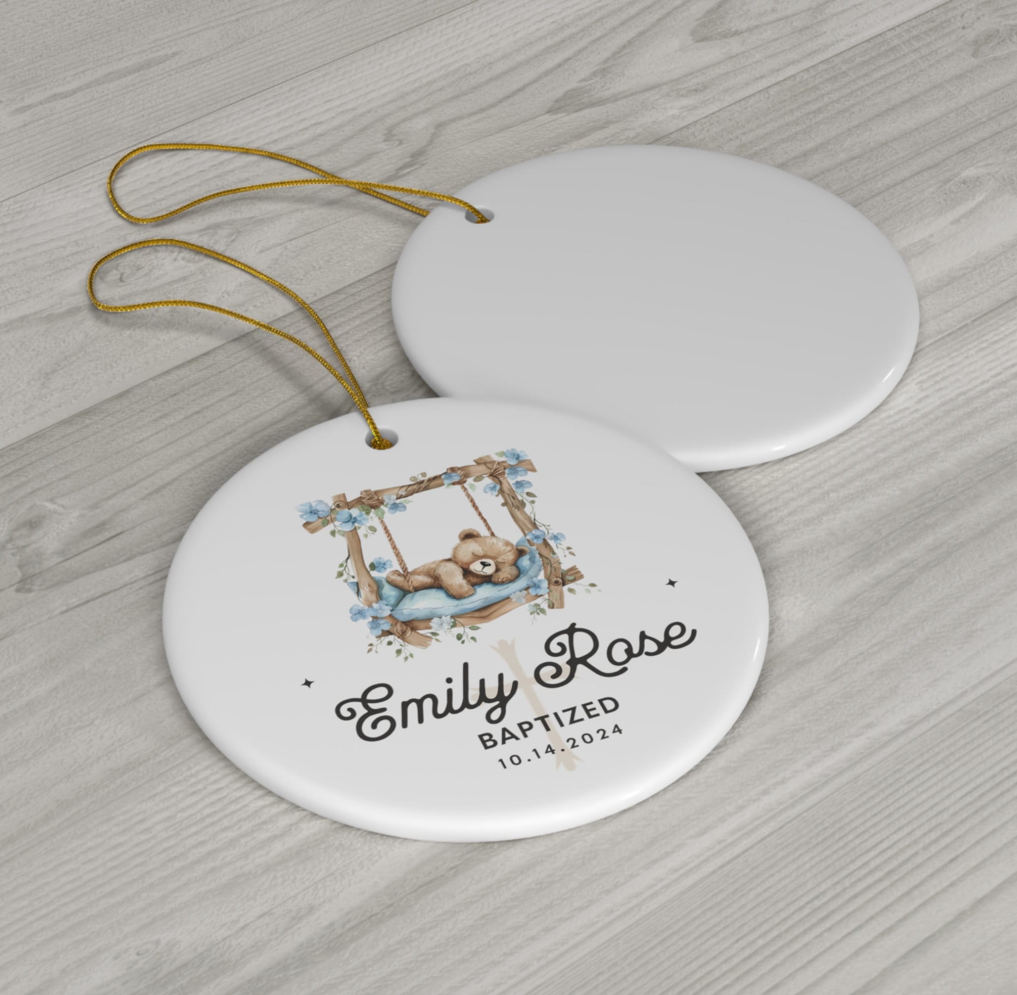 Personalized Teddy Bear Baptism Ornament,dedication Gift,boy Baptism ...
