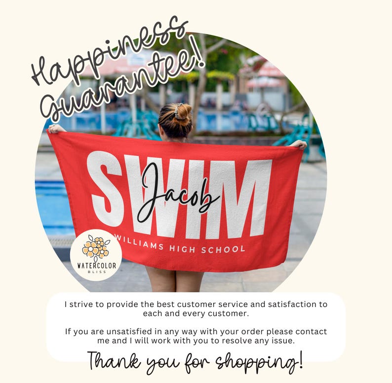 Personalized Swimming Beach Towel,custom Swim Team Pool Towels,gift for ...