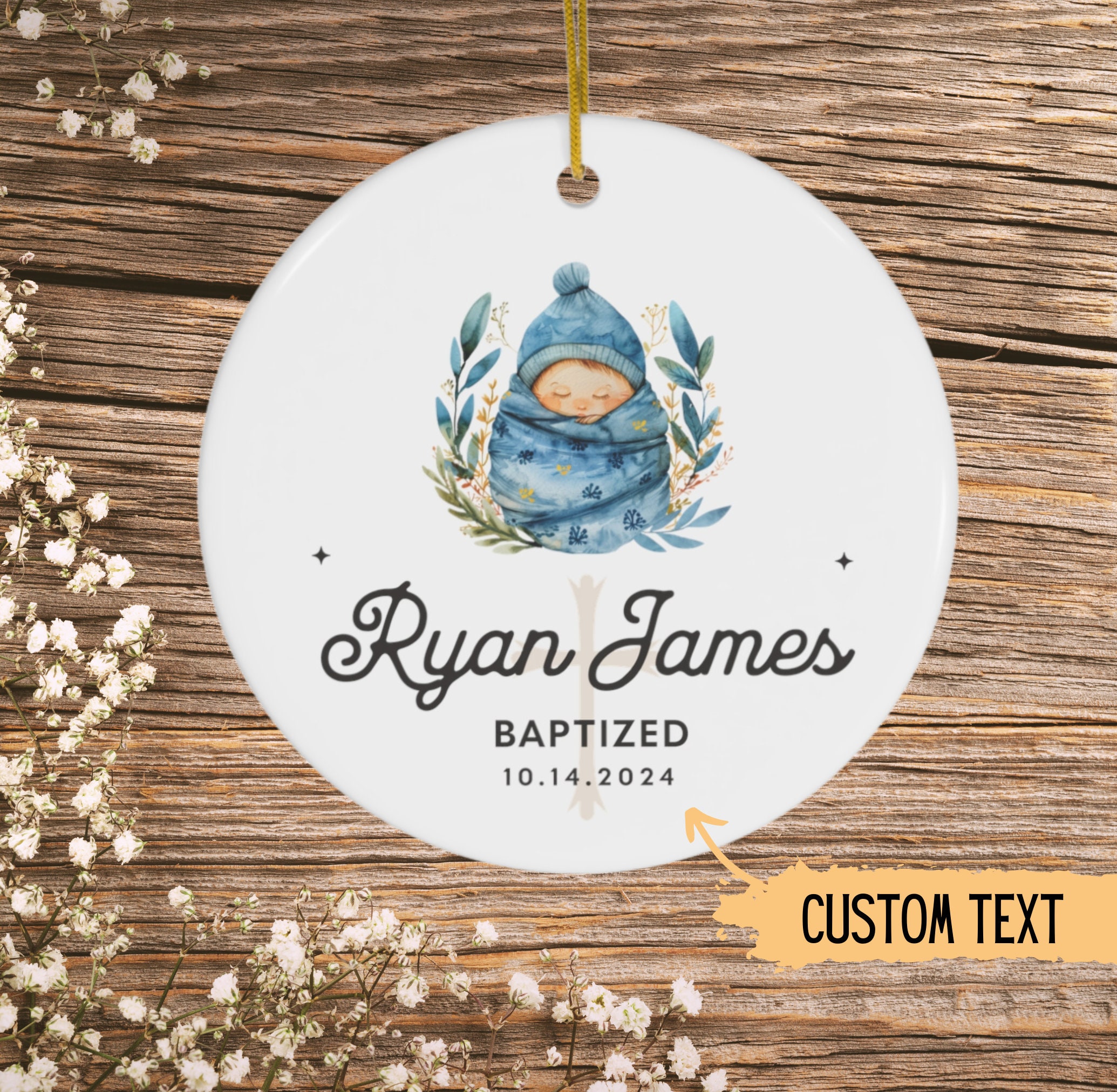 Personalized Baby Boy Baptism Ornament,dedication Gift,baptism Gift ...