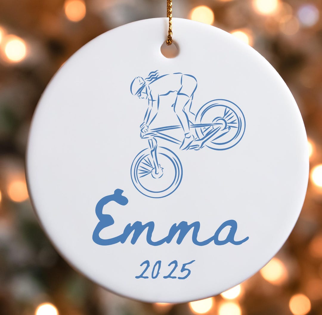 Personalized Bike Ornament Custom Mountain Bike Gifts Ceramic Girl on ...