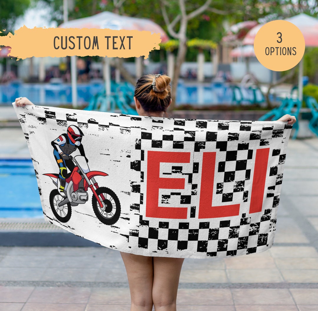 Personalized Dirt Bike Beach Towel,custom Dirtbike Towel,name Pool ...