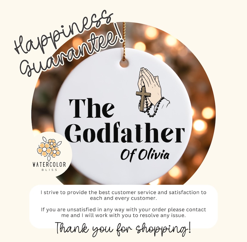 Godfather Ornament, Persoanlized Baptism Gift for Godfather, Godfather ...