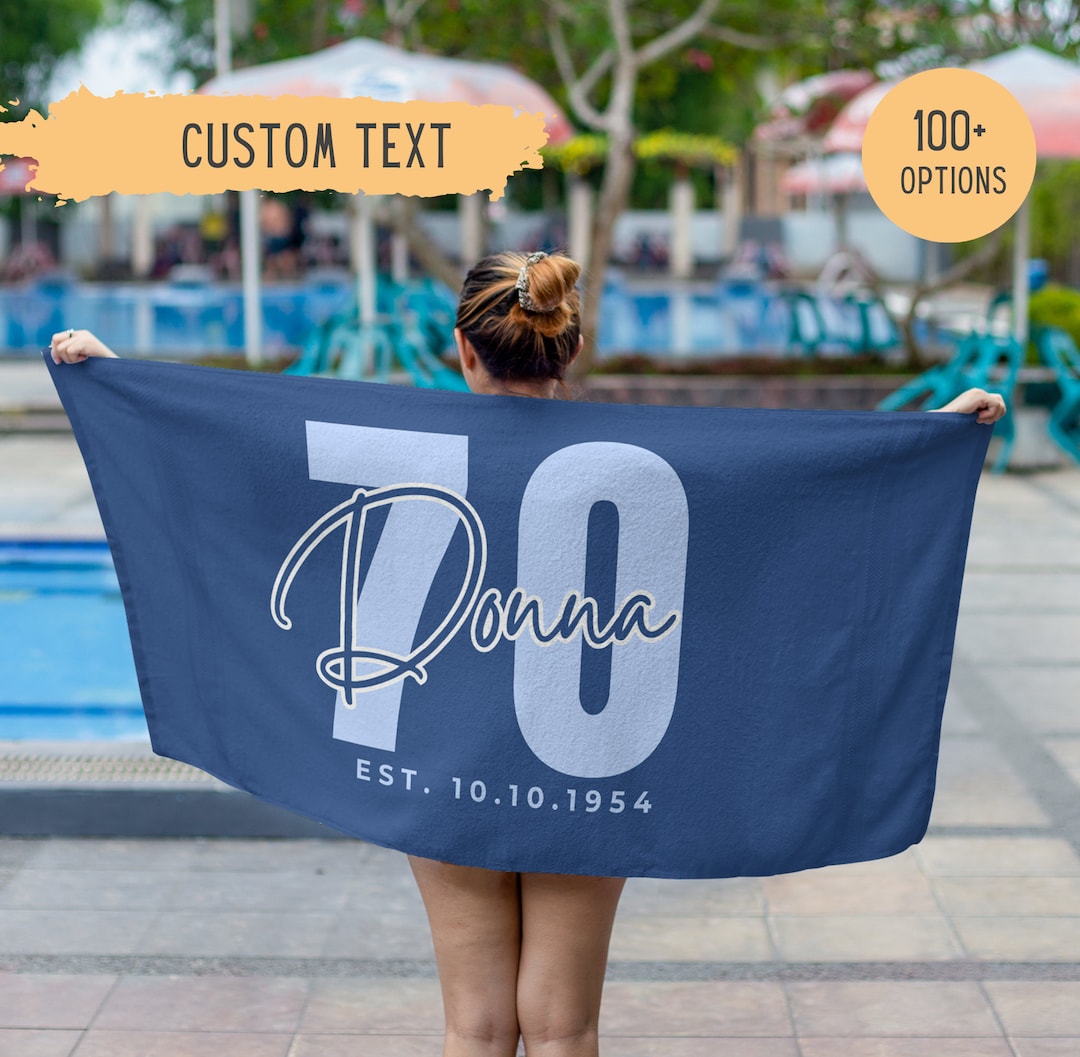 Personalized 70th Birthday Beach Towel,custom 70th Birthday Gift,70th ...